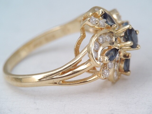 VINTAGE FRANKLIN MINT 14K GOLD BLUE SAPPHIRE & DIAMON… - Gem