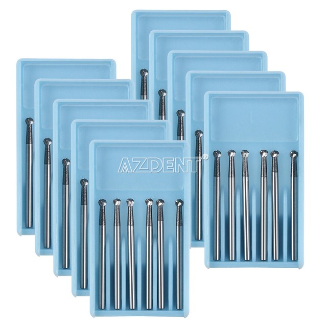 AZDENT FG #6 Dental Surgical Tungsten Carbide Round Bur 25mm 6/Box for ...