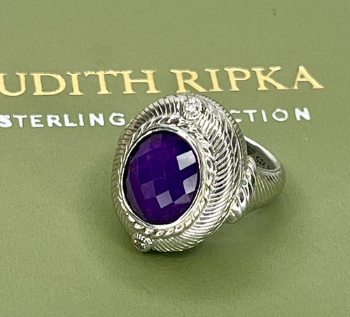Judith Ripka Sterling Silver 925 Faceted Purple Amethyst Oval Stone ...