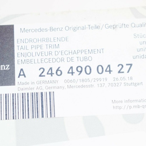 MB B-CLASS W246 EXHAUST PIPE RIGHT MUFFLE TIP A2464900427 NO DUTY TO 🇺🇸 ...