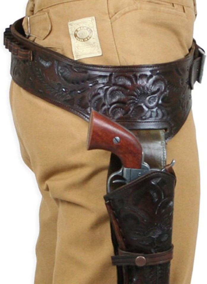 Tooled Leather Western Gun Belt HOLSTER RIG - 44/45 cal. - Great Gift ...
