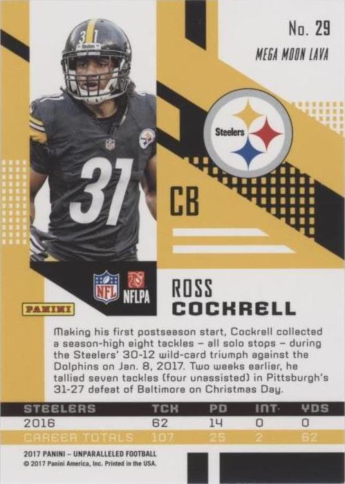 2017 Panini Unparalleled Ross Cockrell #29 for sale | eBay