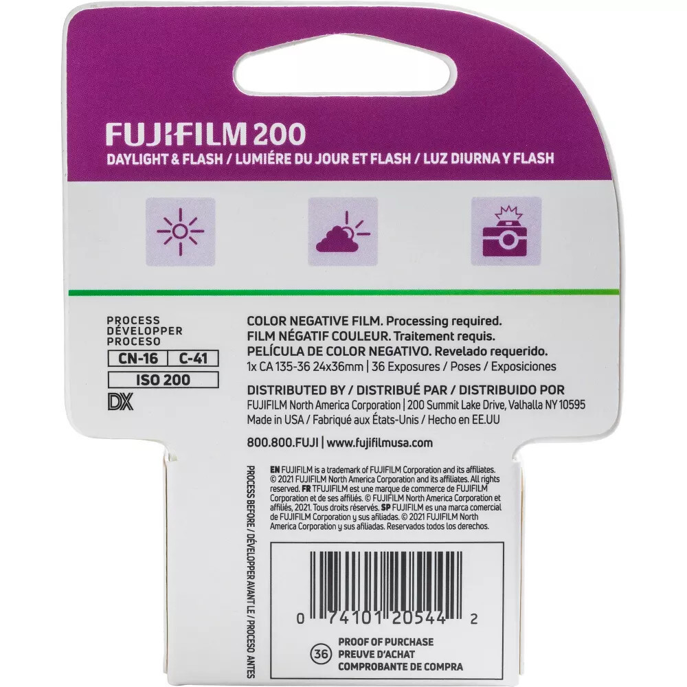 Fujifilm Fuji 200 Speed 35MM Color Film 36 Exp - EXP 2024 - COLD STORED ...