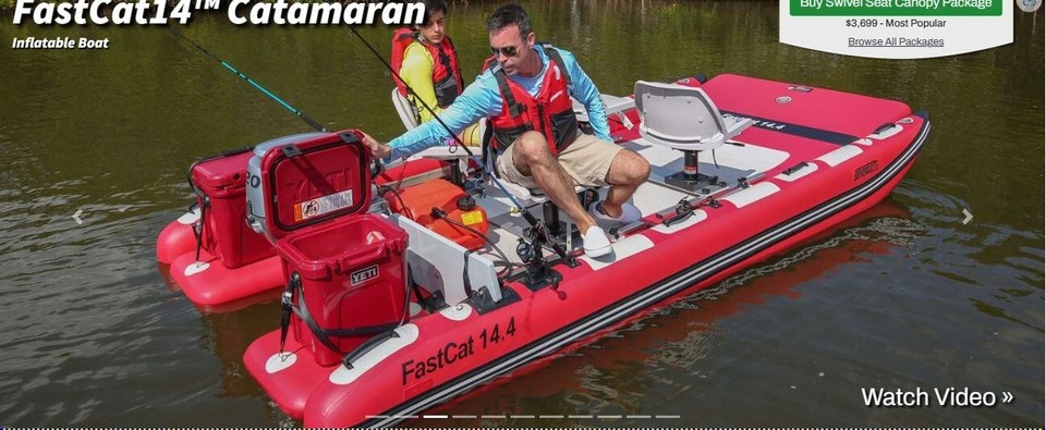 Sea Eagle FastCat 14 four person Swivel Seat Canopy Catamaran rigid ...