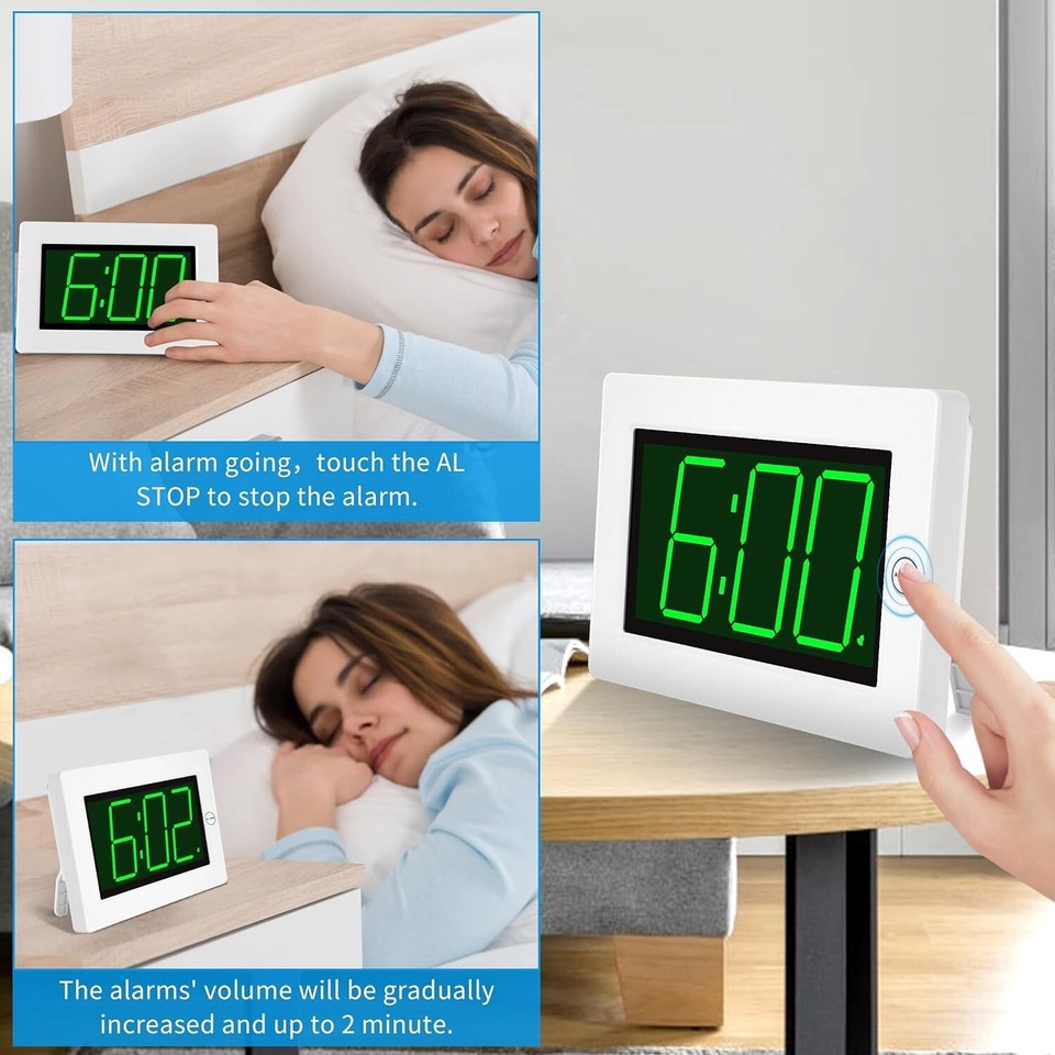 KWANWA LED Digital Clock, Alarm Clock, Wall Clock, 3" LED Digit Display ...