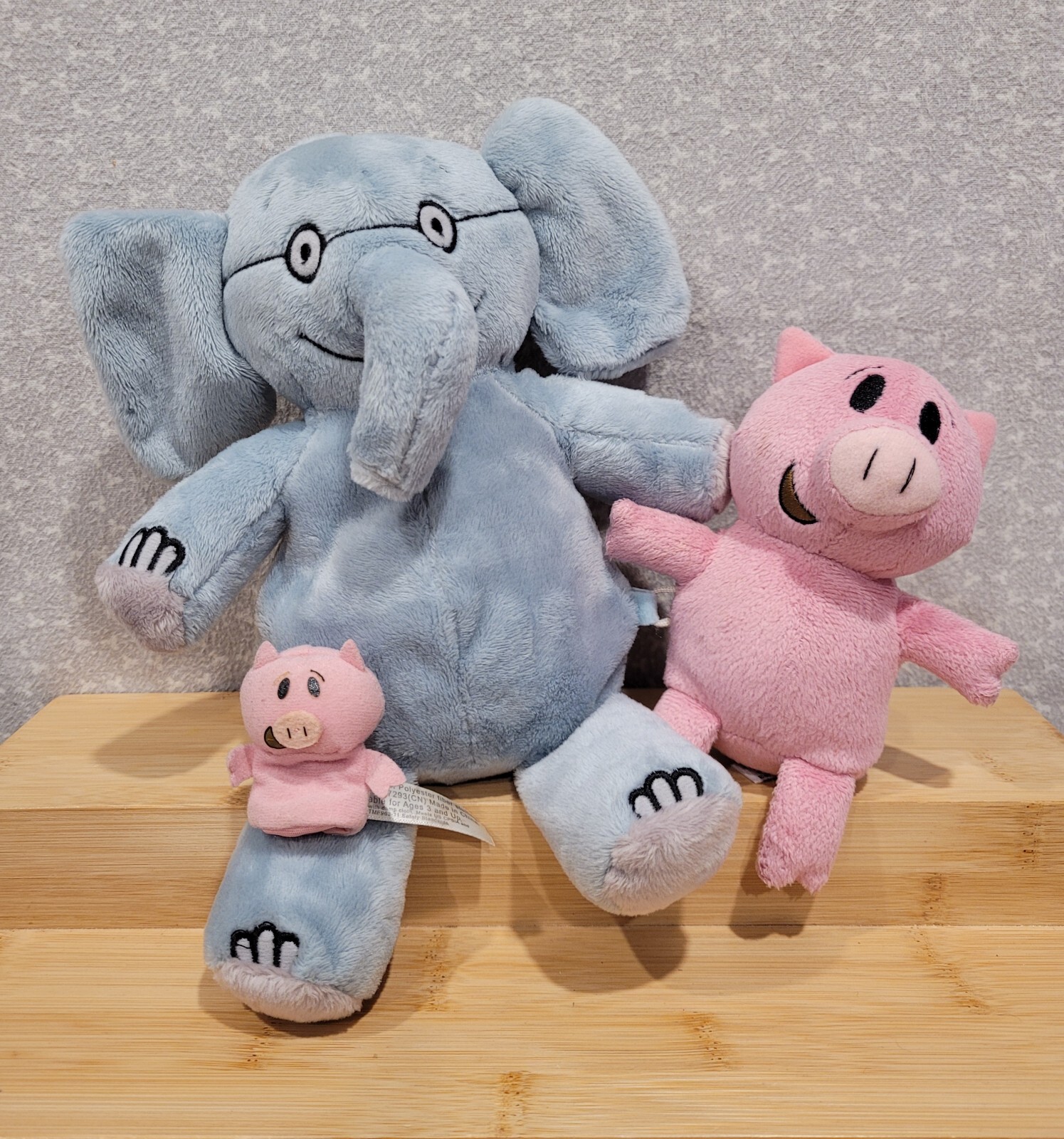 2007 Yottoy Mo Willems Piggie Pig Elephant Plush Toy Finger Puppet Set ...