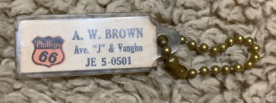 VINTAGE PHILLIPS 66 ADVERTISING KEY CHAIN PLASTIC A. W. BROWN NOS ...