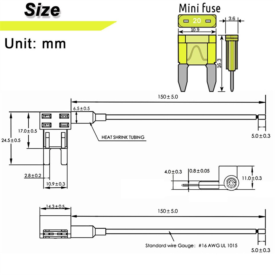 5x Add A Circuit Piggy Back Fuse Tap Mini 20A Blade Fuse Holder ATM APM ...