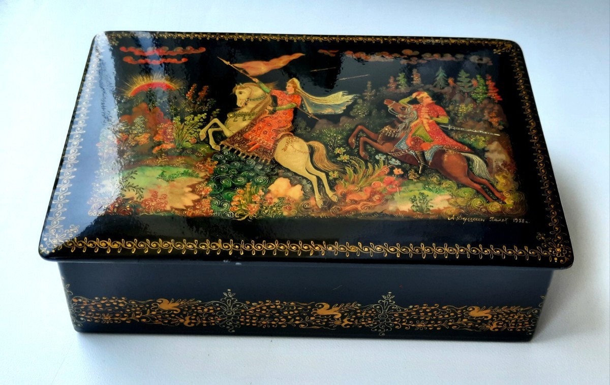 Black Lacquer Boxes Russian 1958 1973 Palekh Russian Lacquer Box