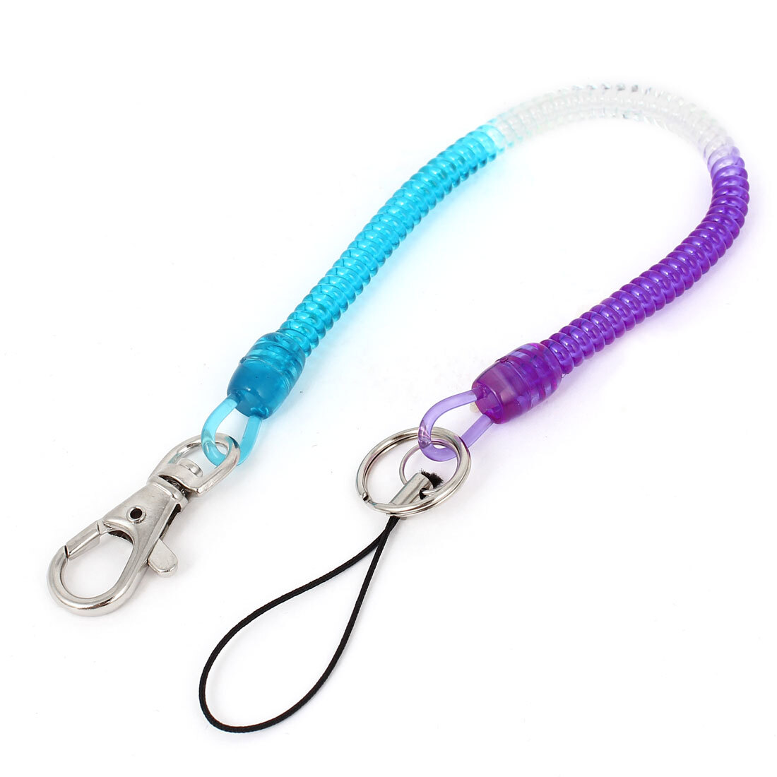 Blue Purple Clear Plastic Elastic Spiral Coiled Strap Lanyard for Keys ...