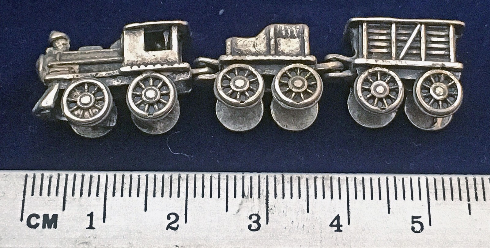 RARE Vintage 925 SILVER Steam Train Set Coach Zebra … - Gem