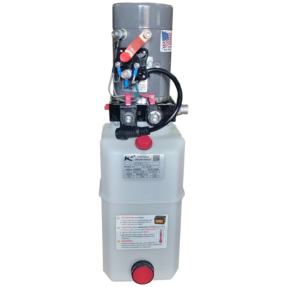 12 VDC HPU Single Double Acting Power Up/Down/Gravity Down, 6 Qt (Open ...