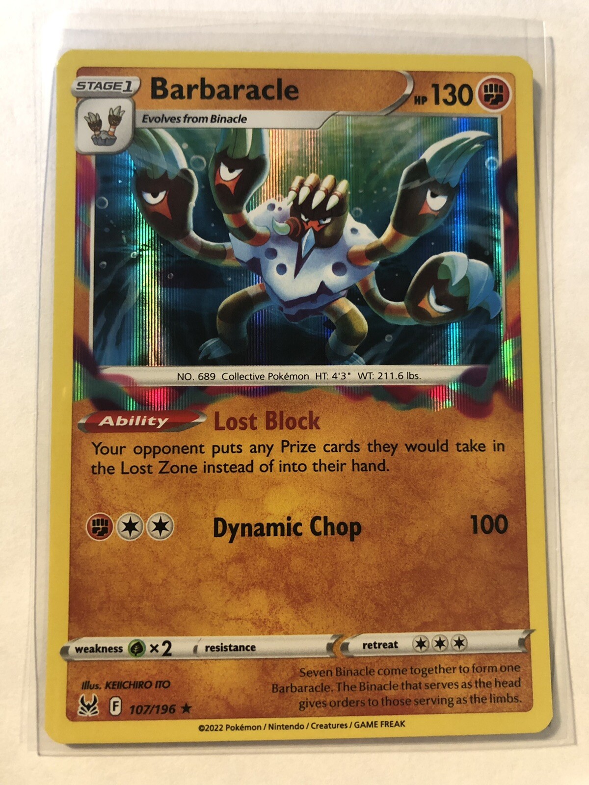 Pokemon Barbaracle 107/196 Rare Holo SWSH TCG Pack Fresh! Lost Origin ...