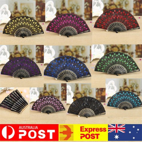 Folding Hand Held Fans Dances Fan Plastic Craft Fan Wedding Prop Decor ...