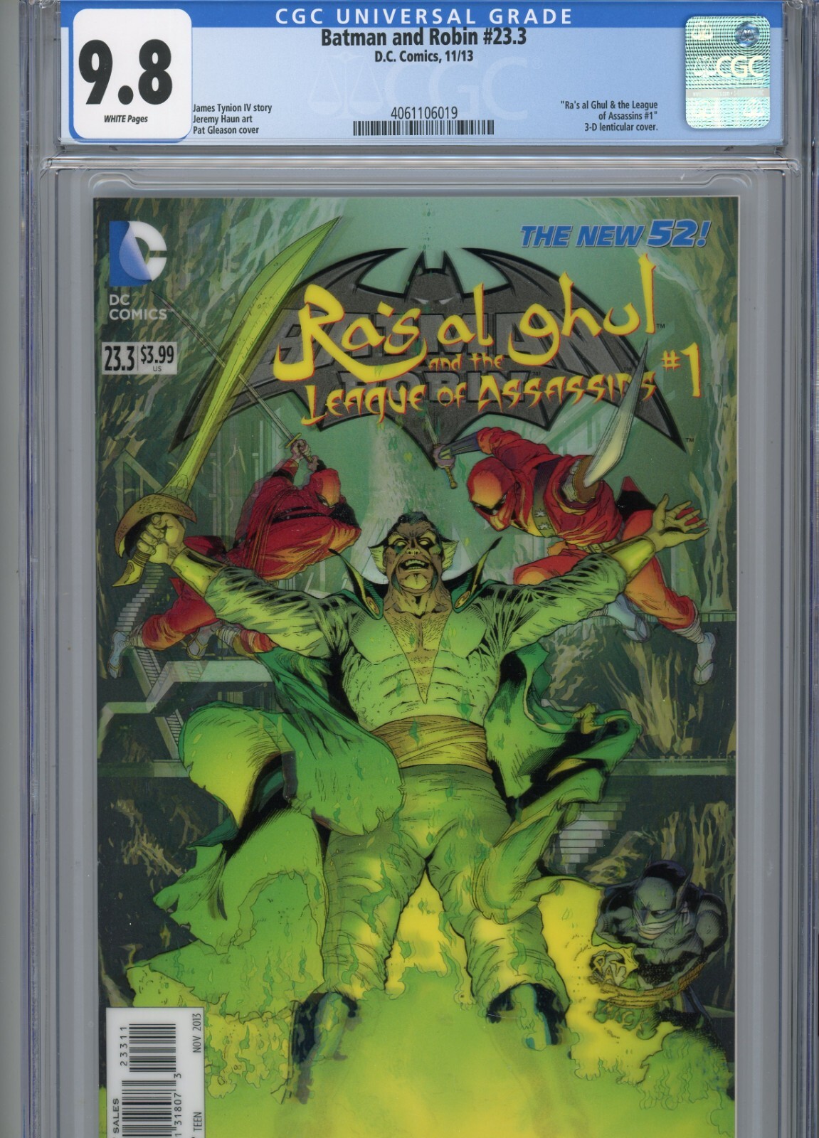 BATMAN AND ROBIN #23.3 MT 9.8 CGC WHITE PAGES 3D LENTICULAR COVER ...
