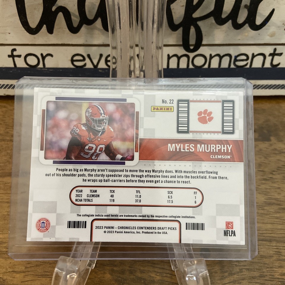 2023 Panini Chronicles Draft MYLES MURPHY Contenders Optic #17 Clemson ...