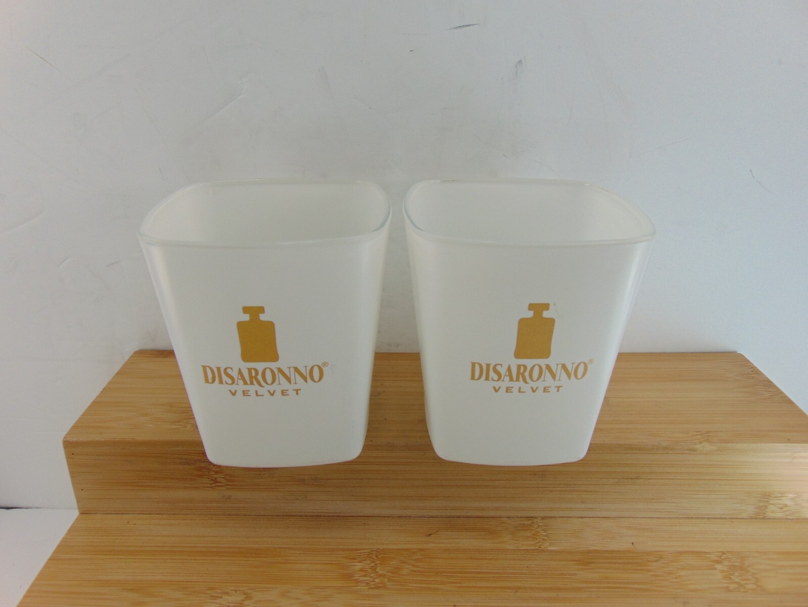 Set of 2 - Disaronno Velvet Matte White & Gold 8 oz Square Cocktail ...