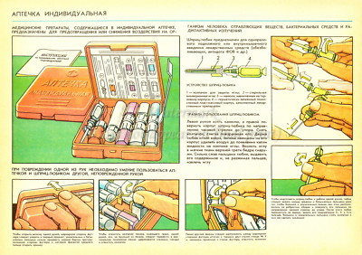 Soviet Russian Civil Defense Poster Print NBC Individual Medical First ...