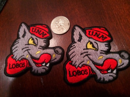 (2) UNM University of New Mexico LOBOS iron on embroidered patches lot ...