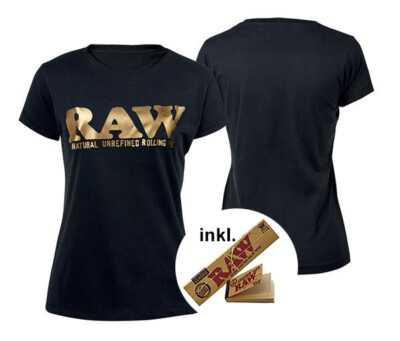 RAW Merchandise Girl Shirt Black Gold Logo Größe L - inkl. Paper u ...