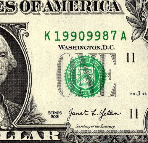 1990 Year note Fancy Serial Number One Dollar Bill K19909987A UC Ladder ...