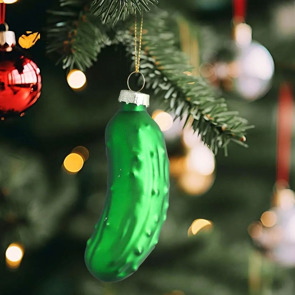 2PCS Christmas Pickle Tree Pendant Glass Blown Green Pickle Hanging ...