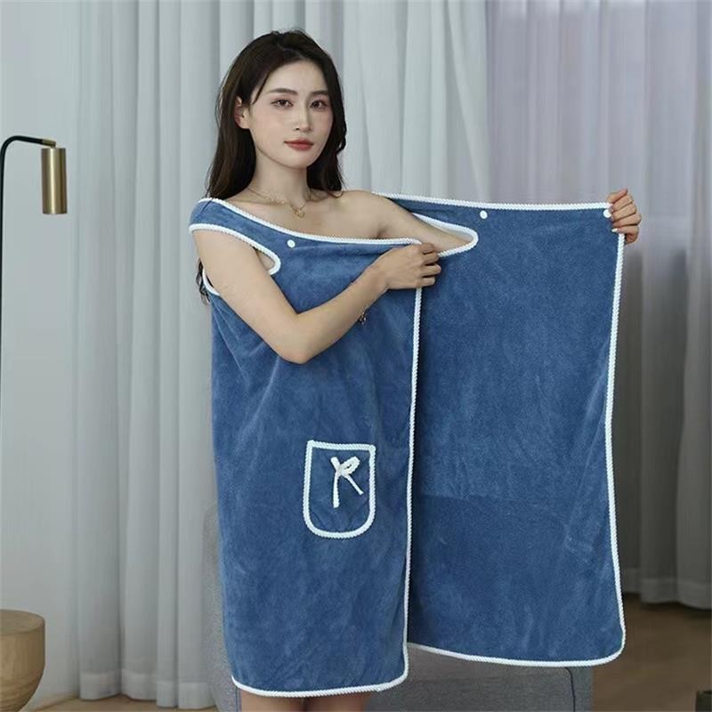 Bathrobe Bath Towel Wrap Womens Wearable Bathtub Shower Dress Bathing ...