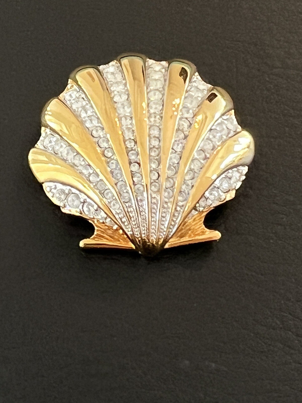 Swarovski Crystal Two Tone Seashell Pin Brooch Rhines… - Gem