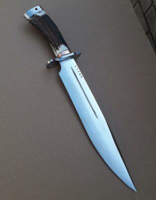 CUSTOM HANDMADE 17'' HIGH CARBON STEEL HUNTING BOWIE WITH HIGH POLISHED ...