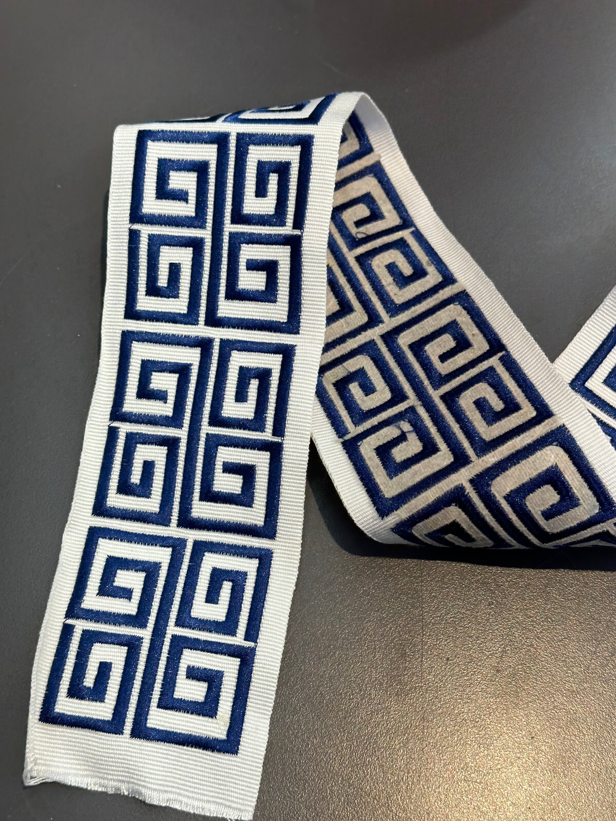 Fabricut Embroidery Blue White Double Greek Key Trim Tape By The Yard ...