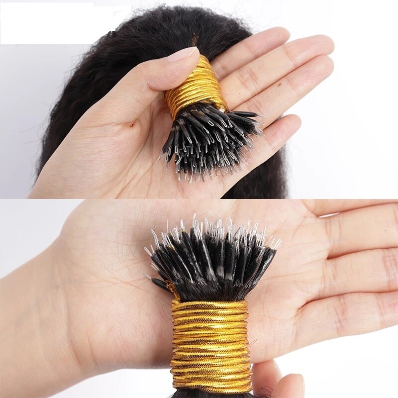 Kinky Curly Nano Ring Human Hair extension Microlink Curly I Tip Hair ...