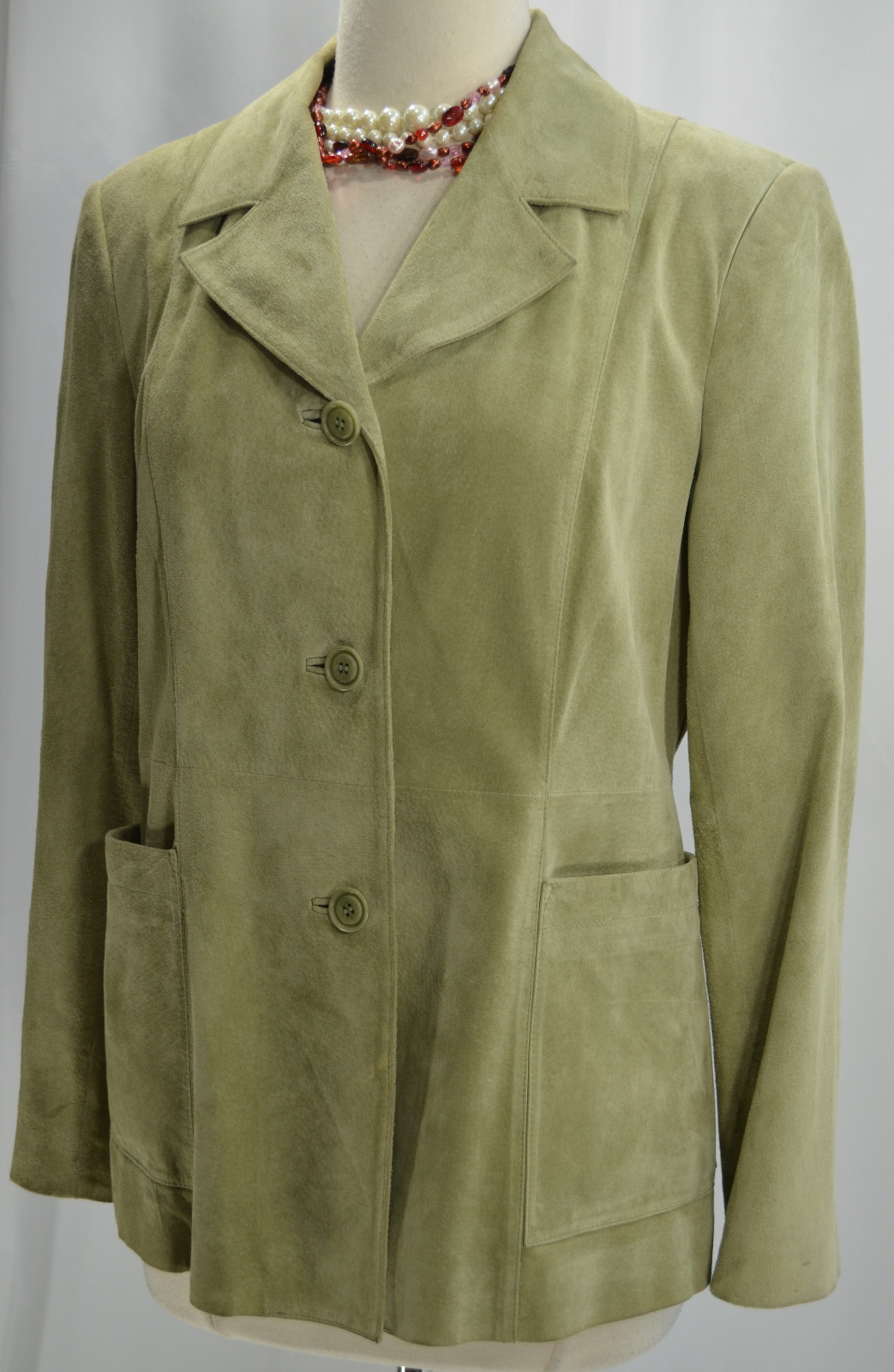 CLASSIQUES ENTIER Suede Leather Car Coat 3 button Jacket petite Blazer ...