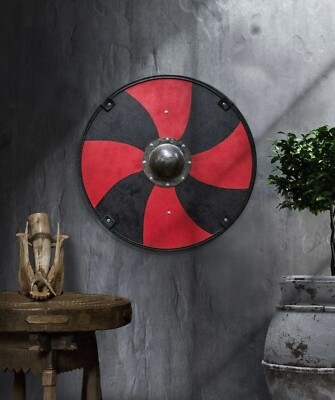 Wooden Larp Warrior Steel Viking Round Armor Templar Medieval Shield ...