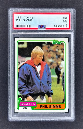 1981 Topps #55 Phil Simms (NY Giants) PSA 7 NM NEW SLAB! 2nd YEAR CARD ...