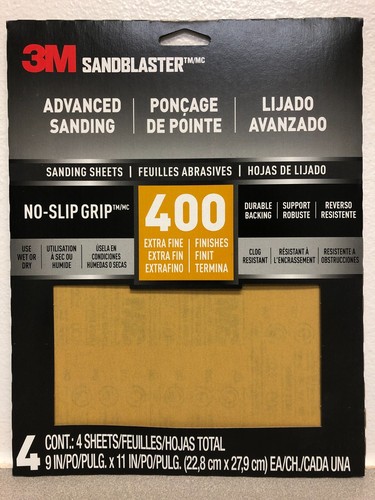 3M Sandblaster 20400-G-4 11 in. L X 9 in. W 400 Grit Ceramic Sandpaper ...