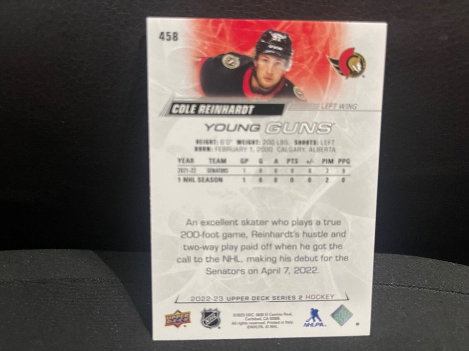2022-23 Upper Deck Young Guns Cole Reinhardt #458 Ottawa Senators | eBay