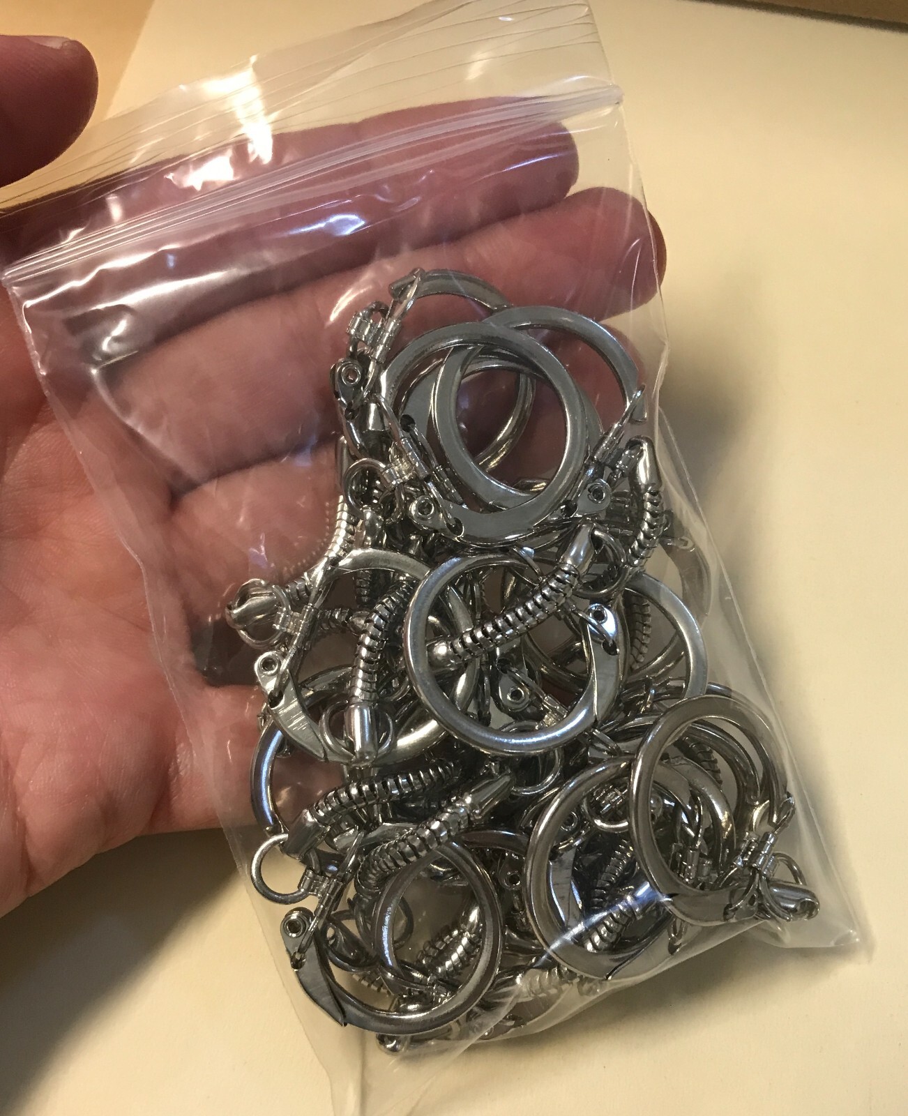 Pack of 24 silver key rings with chains - 15 mm diameter size | eBay