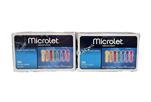 Microlet Colored Lancets 200 Count Two Boxes NEW Unopened EXP 1/6/27 | eBay
