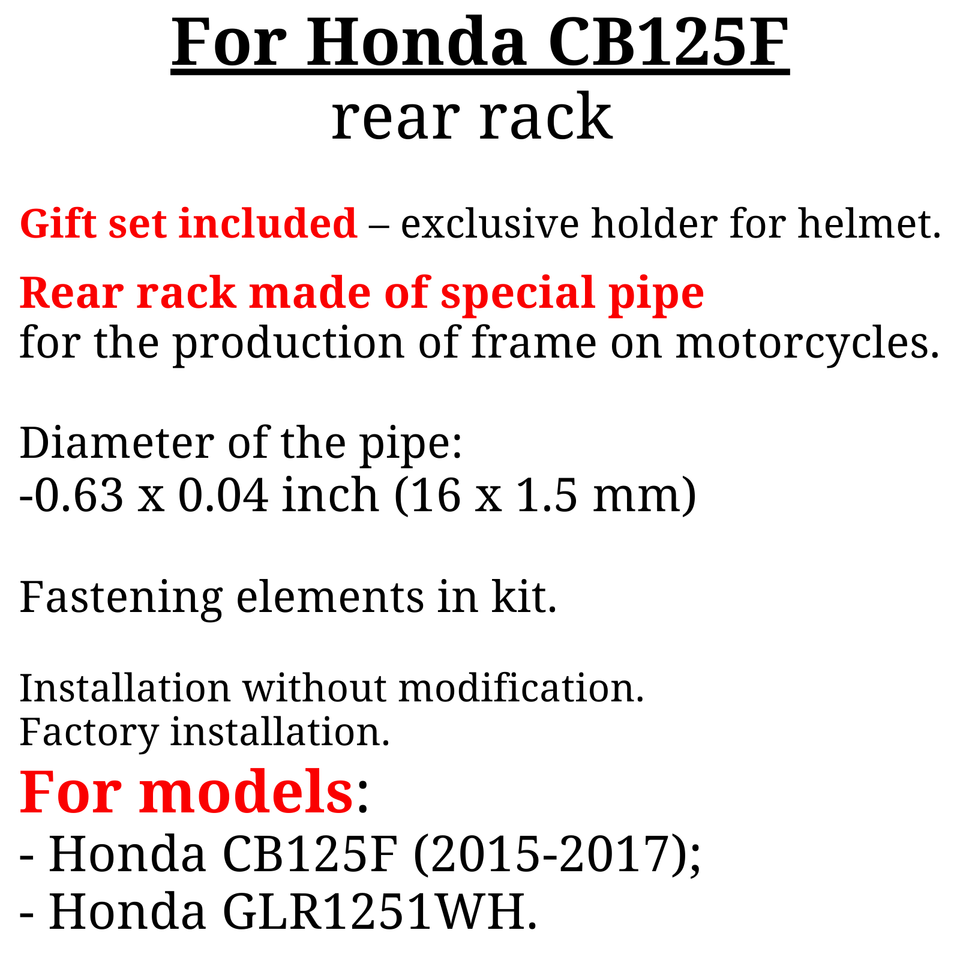 For Honda CB125F rear rack GLR1251WH rear luggage rack Honda CB125 F ...