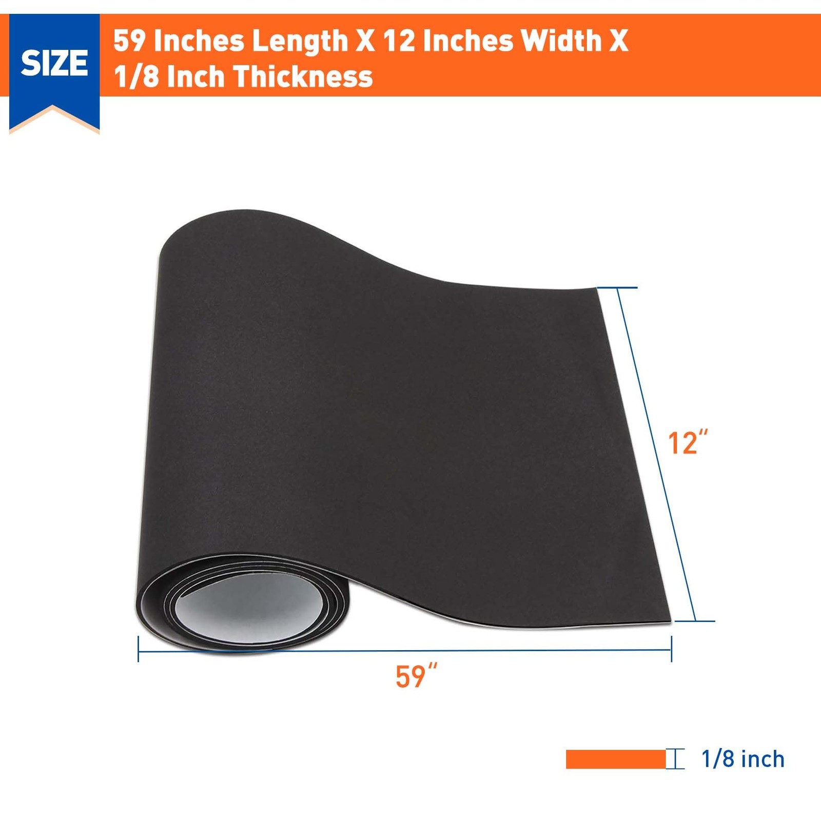 Black Adhesive Foam Padding Roll, 1/8 Thick, 12 W, 59 L, Thin Neoprene ...