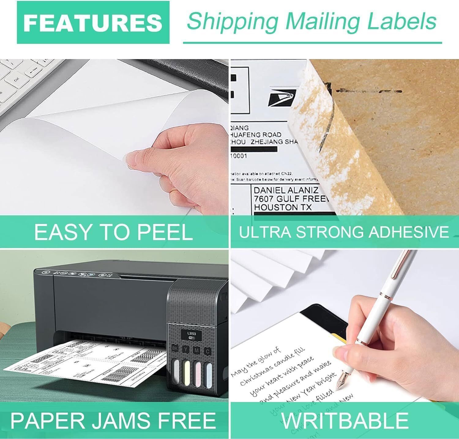 Half Sheet Shipping Labels 8.5x5.5" - Self Adhesive, Round Corners, 50 ...