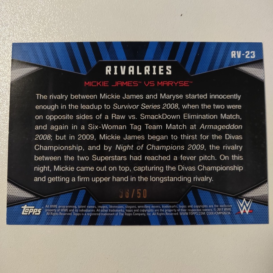 2017 Topps WWE Women's Division Rivalries Silver #RV-23 Mickie James ...