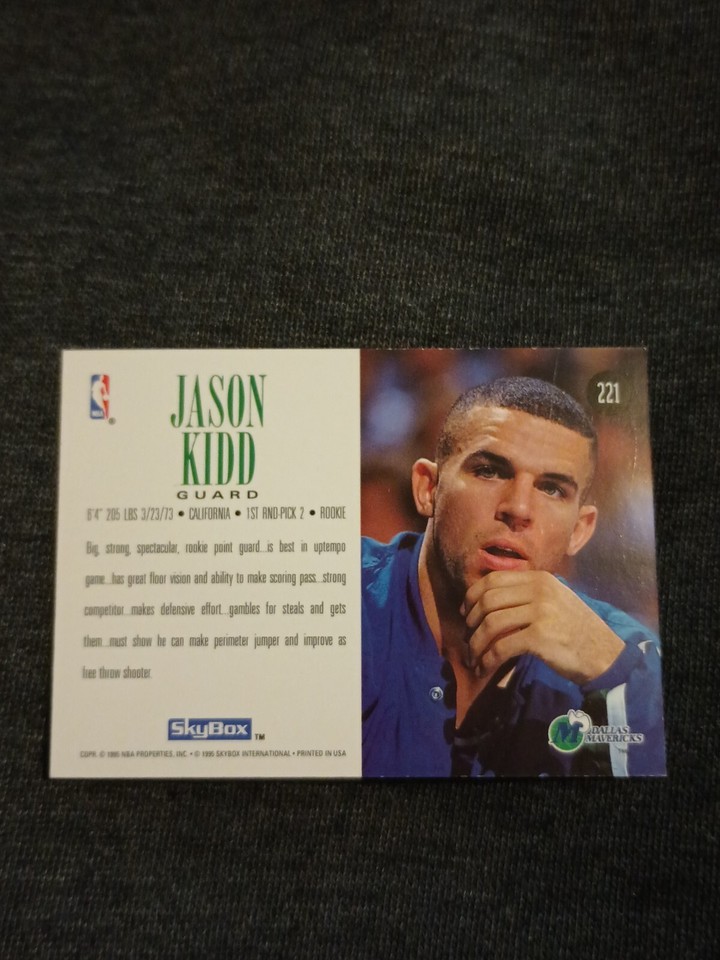 1995-96 JASON KIDD SKYOX PREMIUM #221 ROOKIE RC CARD DALLAS MAVERICKS ...