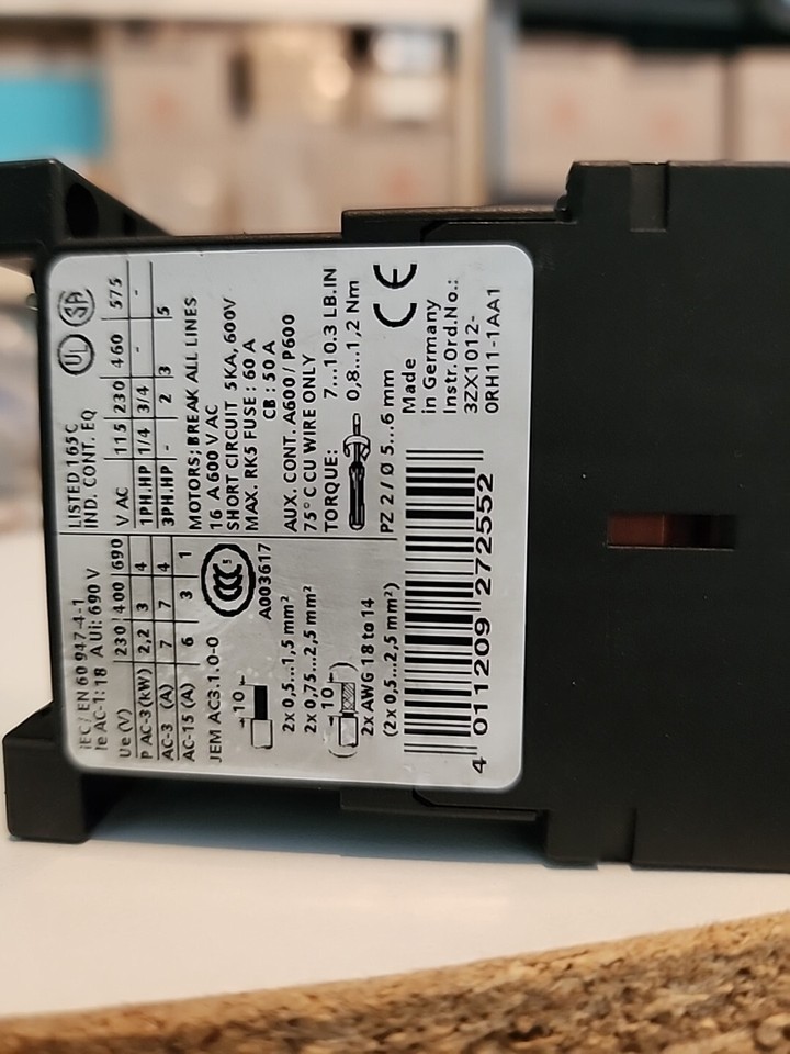 Siemens 3RT1015-1BB42 Auxiliary Power Contactor 24V DC | eBay