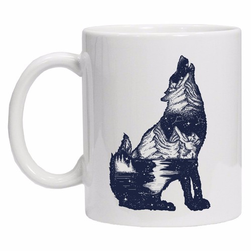 Spirit Animal Double Exposure Unique Tea Coffee WOLF Mug Cup gift ...
