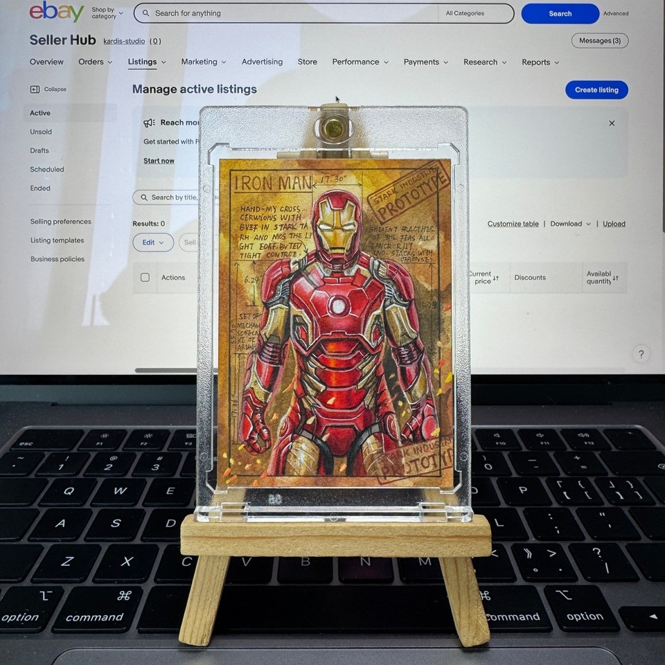 Iron Man Inspired Original Hand Painted Art Card Signed OOAK 1/1 Marvel ...