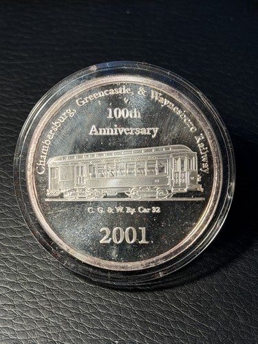 1 Oz 2001 Silver Art Round Waynesboro PA Coin Club Railway Train ...