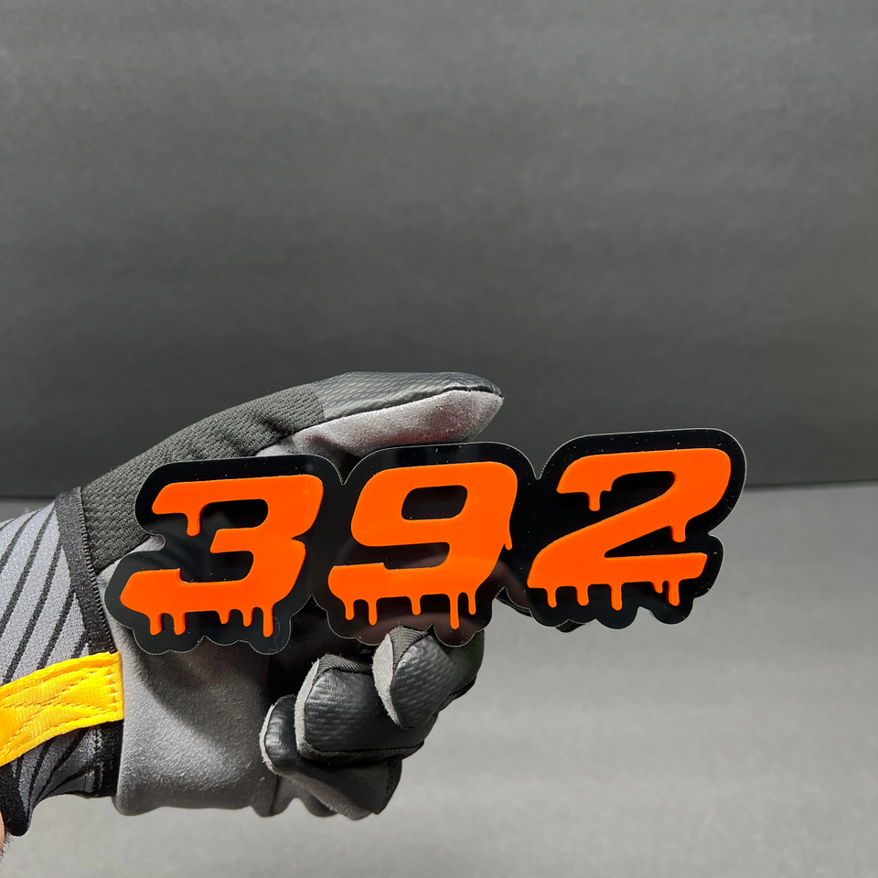 392 Dripping Car Emblems 2x ORANGE Black 392 Side Fender Badges 3D ...