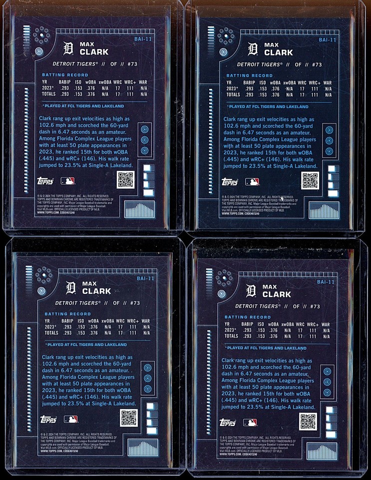 Lot of 4 - 2024 Bowman Chrome Max Clark Artificial Intelligence | eBay