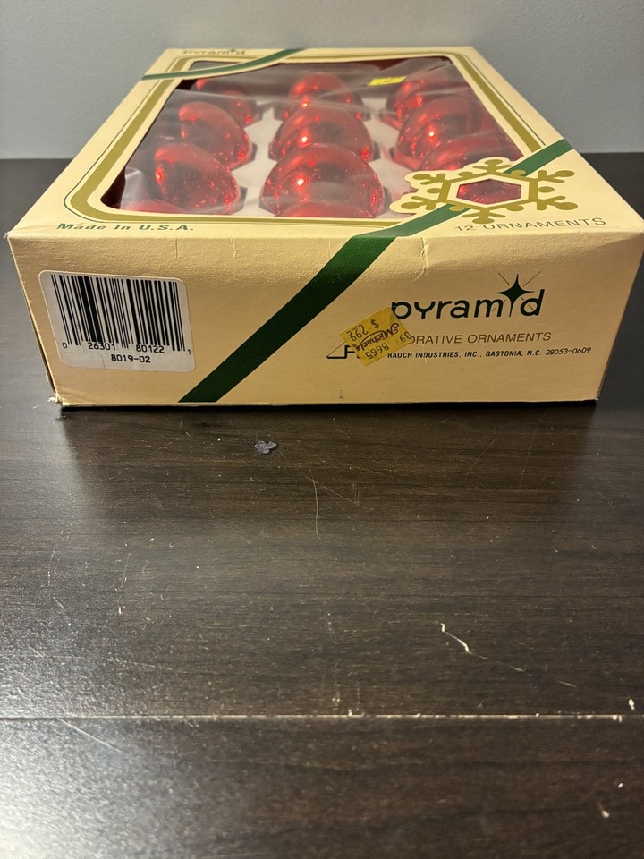 Vintage Set Of 12 Red Pyramid Brand Glass Christmas Ball Ornaments | eBay